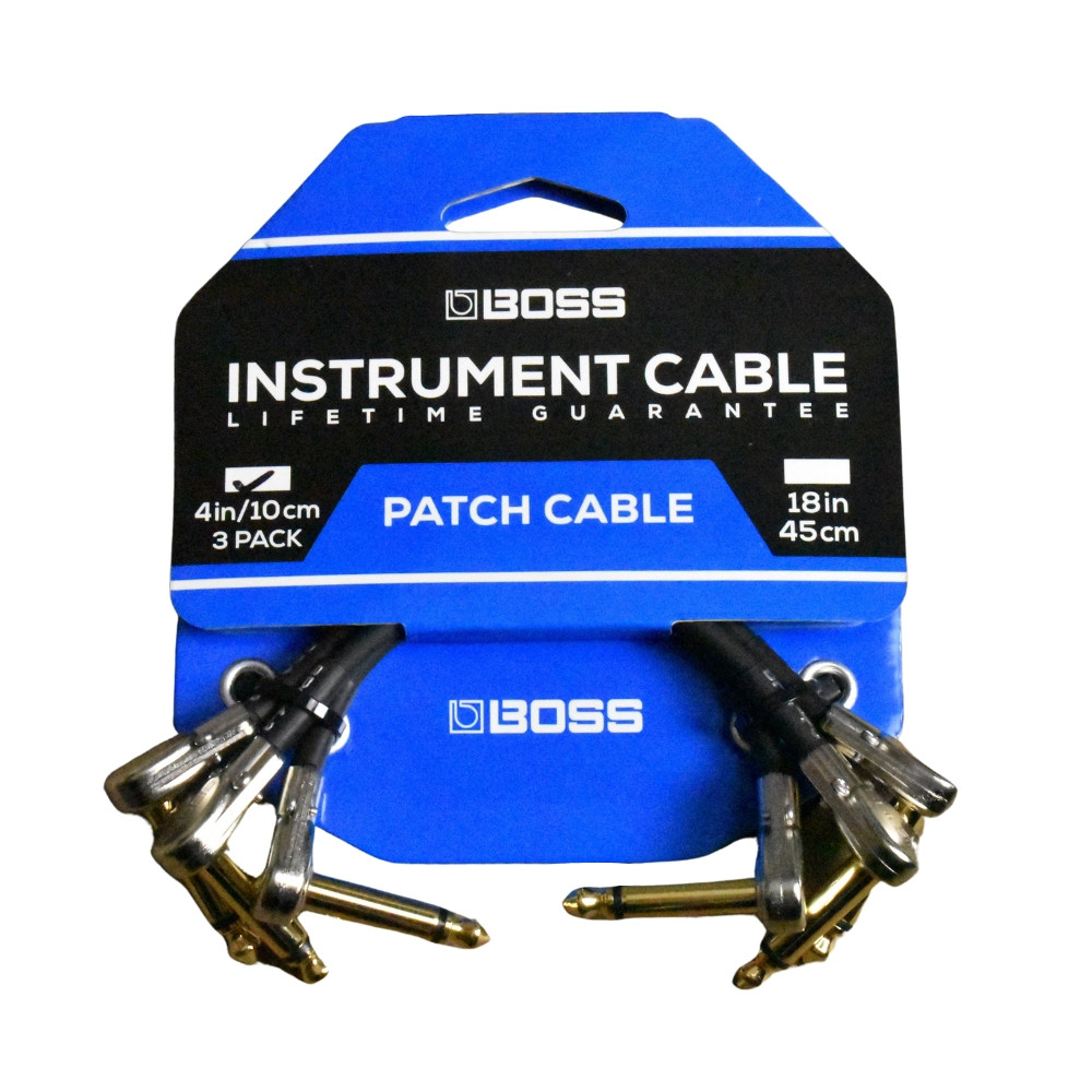 Boss 4" Slimline Patch Cable 3-Pack - Right to Right | Cream City Music