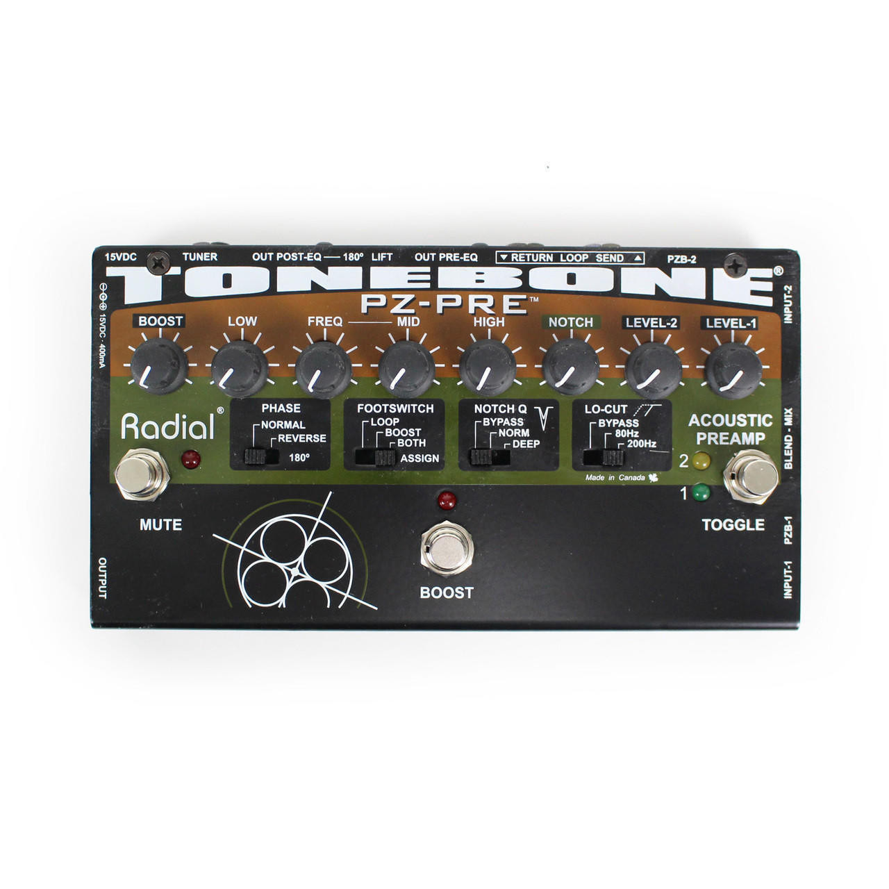 Radial Engineering Tonebone PZ Pre 2-Channel Instrument Preamp Pedal | Cream City Music