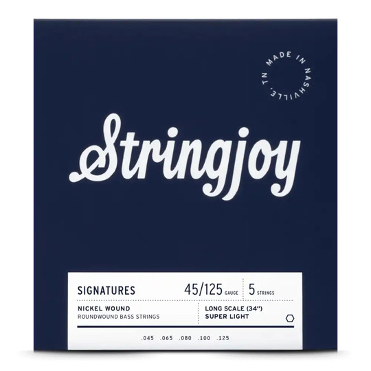 Stringjoy Long Scale Light Nickel Wound 5 String Bass Strings - 45-125 ...