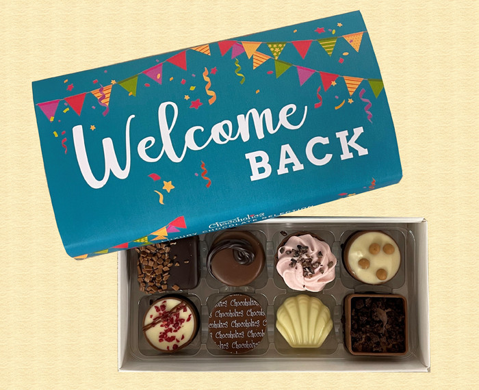 Box of Luxury Belgian Chocolates with a Welcome Back wrapper ...