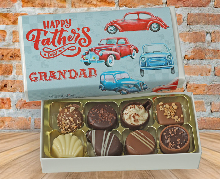 Box of 8 Luxury Belgian Chocolates for Grandad on Father's Day - Cars ...