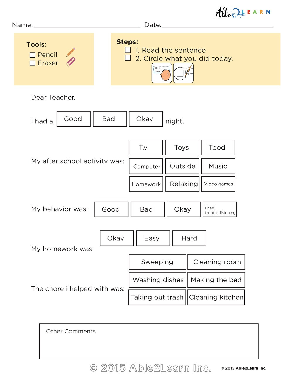 Home to School and Back Communication Book: Free Teaching Resources