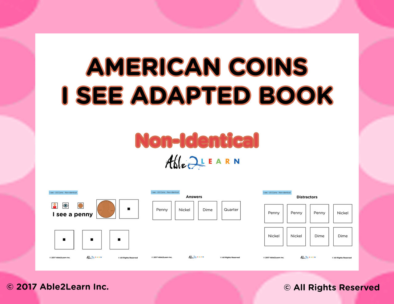 American Coins Non Identical Matching: Math Adapted Book: Free Math ...