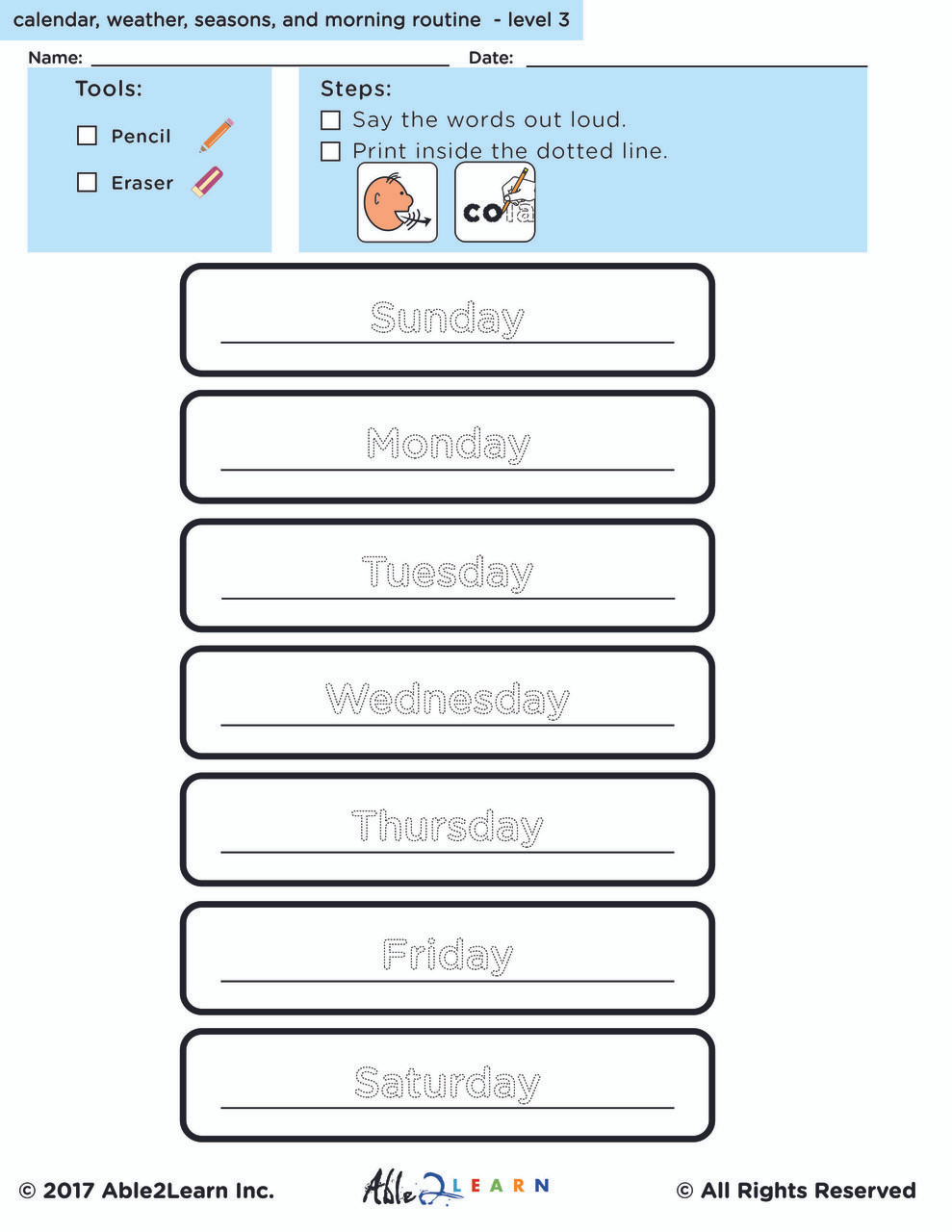 Free Morning Calendar: Days of Week, Months, Seasons and More : Free ...