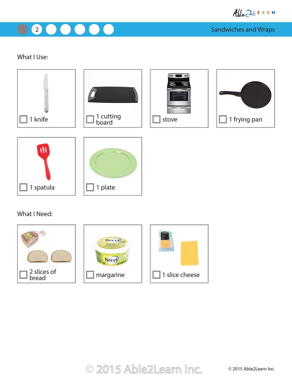 Grilled Cheese Sandwich Visual Recipe: Cooking Curriculum