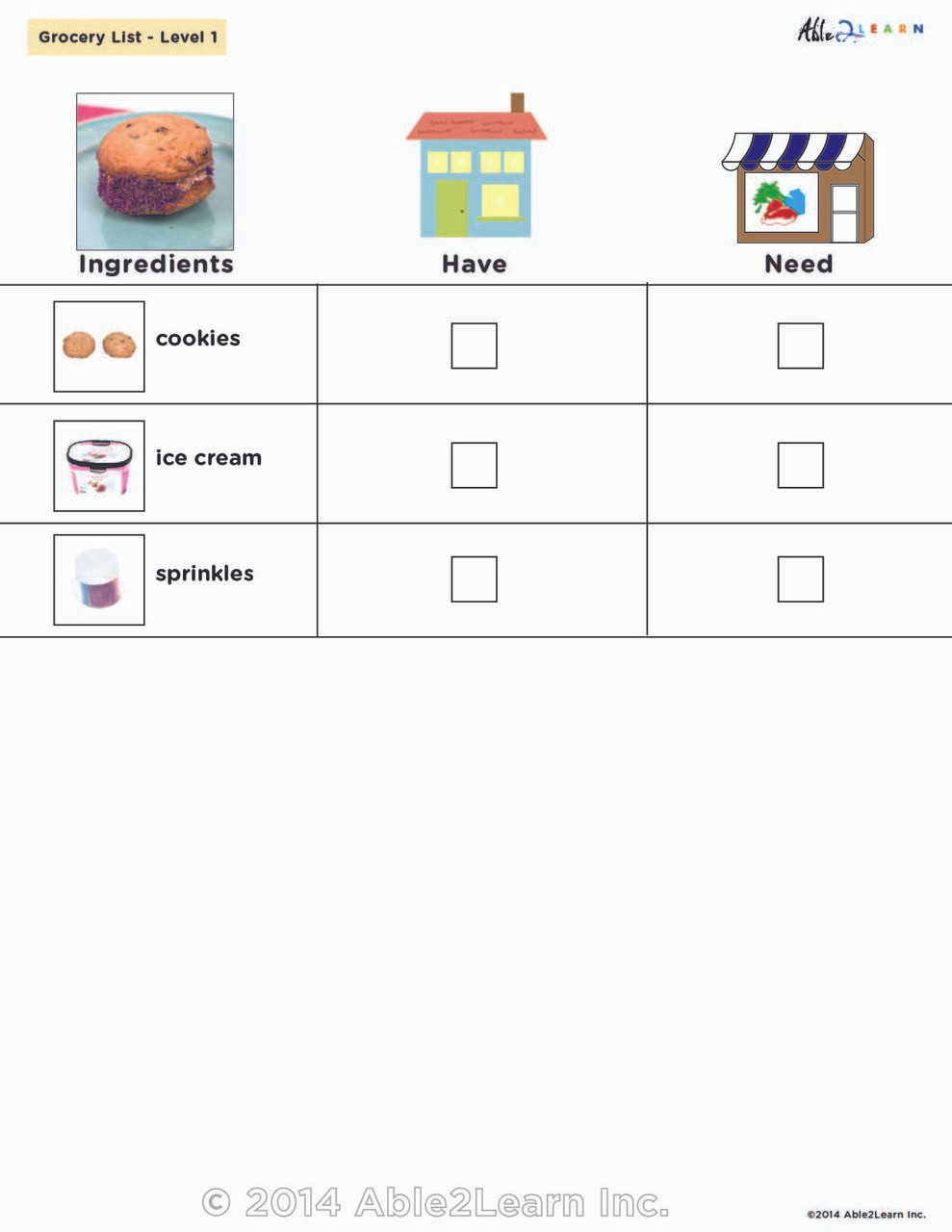 Ice Cream Sandwich Visual Recipe: Cooking Curriculum