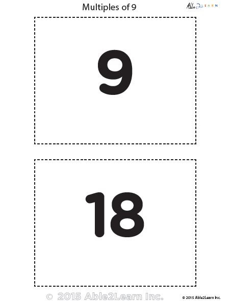 Counting - Multiple of 9's Flash Cards - Able2learn Inc.