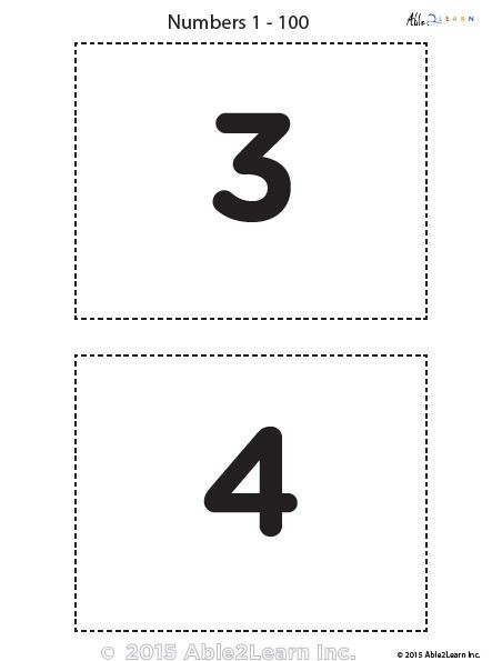 Counting from 0 - 100 Flash Cards - Able2learn Inc.
