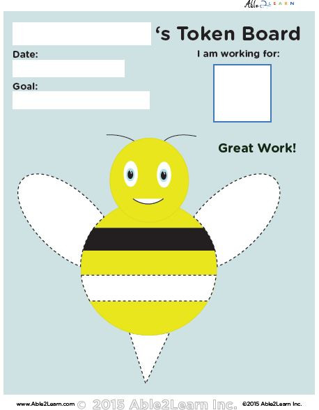 Token Board - Bumble Bee - 4 Tokens - Able2learn Inc.