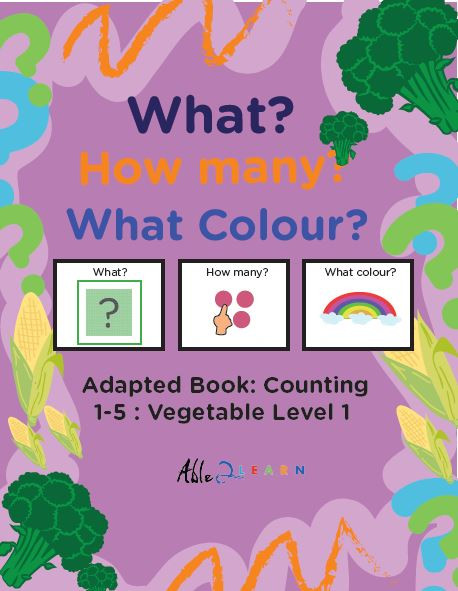 Veggie Themed Adaptive Books - Counting 1 - 5 (Lv. 1) - 19 Pages ...