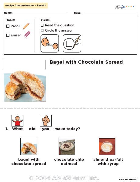 Bagel and Jam Recipe And Comprehension Sheets: Pages 28-( Lv 1 ...