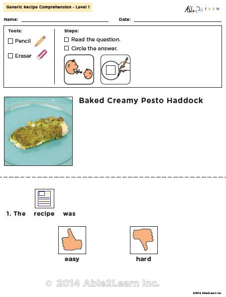 Baked Creamy Pesto Haddock Recipe And Comprehension Sheets: Pages 22 ...