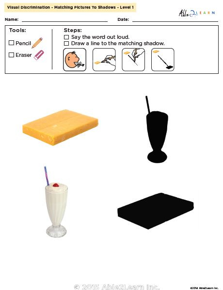 Visual Discrimination - Matching Pictures to Shadows - Dairy (Lv. 1 ...