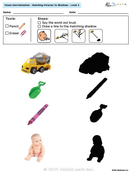 Visual Discrimination - Matching Pictures to Shadows - Toys (Lv. 2B ...