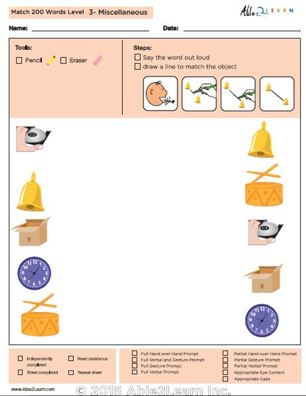 Miscellaneous Identical Picture Matching Program with ABLLS-R™ Words ...
