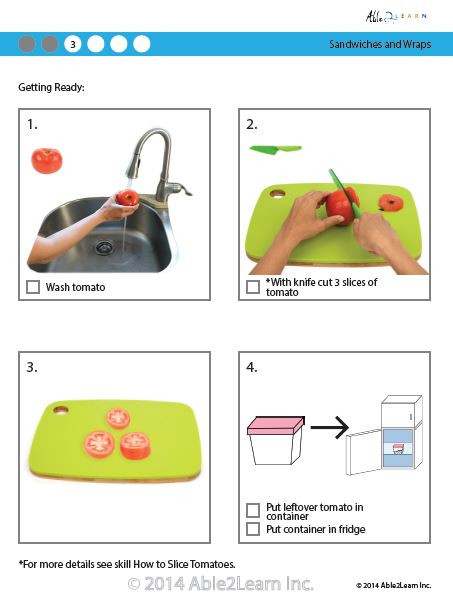 Cream Cheese and Tomato Wrap Visual Recipe & Comprehension Sheets: 18 ...