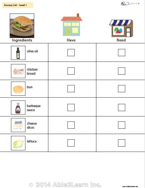Chicken with Cheese & Lettuce Sandwich Visual Recipe & Comprehension ...