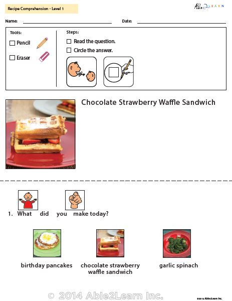 Chocolate Strawberry Waffles Visual Recipe & Comprehension Sheets: 29 ...