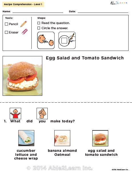 Egg Salad & Tomato Sandwich Texture Friendly Visual Recipe ...