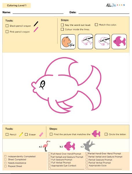 Colouring Program Level 1a - 10 Pages - Able2learn Inc.