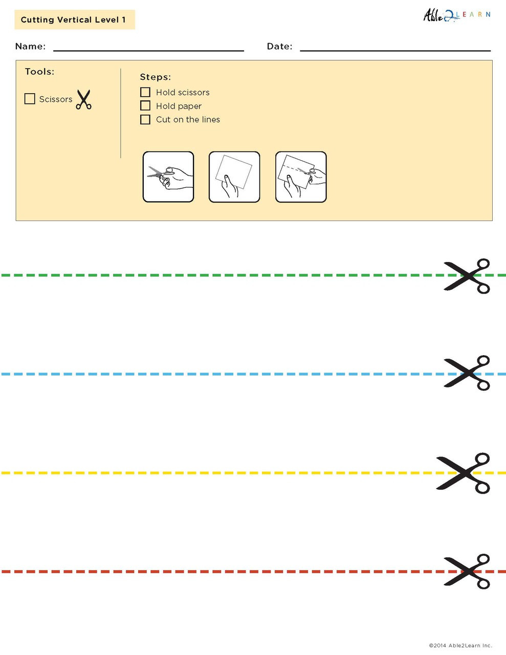 Cutting Zig Zag Horizontal Lines- 5 Pages - Able2learn Inc.