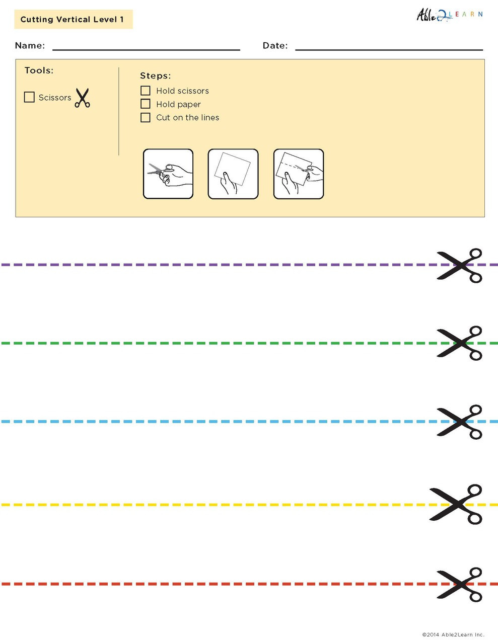 Cutting Zig Zag Horizontal Lines- 5 Pages - Able2learn Inc.