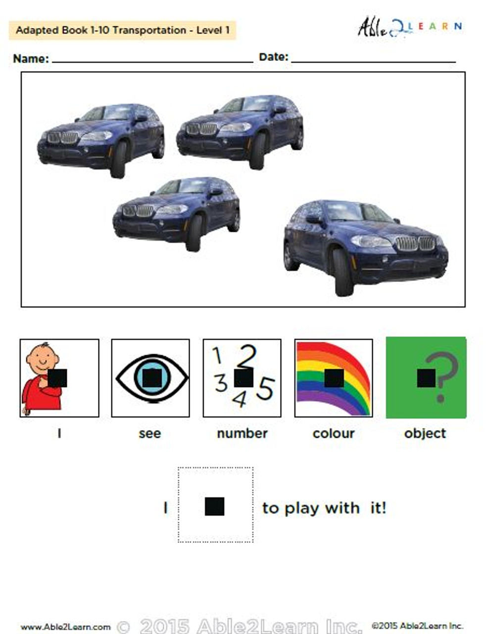 Transportation Themed Adaptive Book: Counting 1-10: Lev 1: Free ...