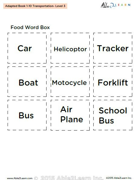 Transportation Printing Book: Counting 1-10: Level 2 : Free Teaching ...
