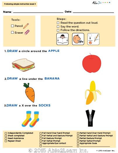 Following Simple Directions Workbook: Free Teaching Resources