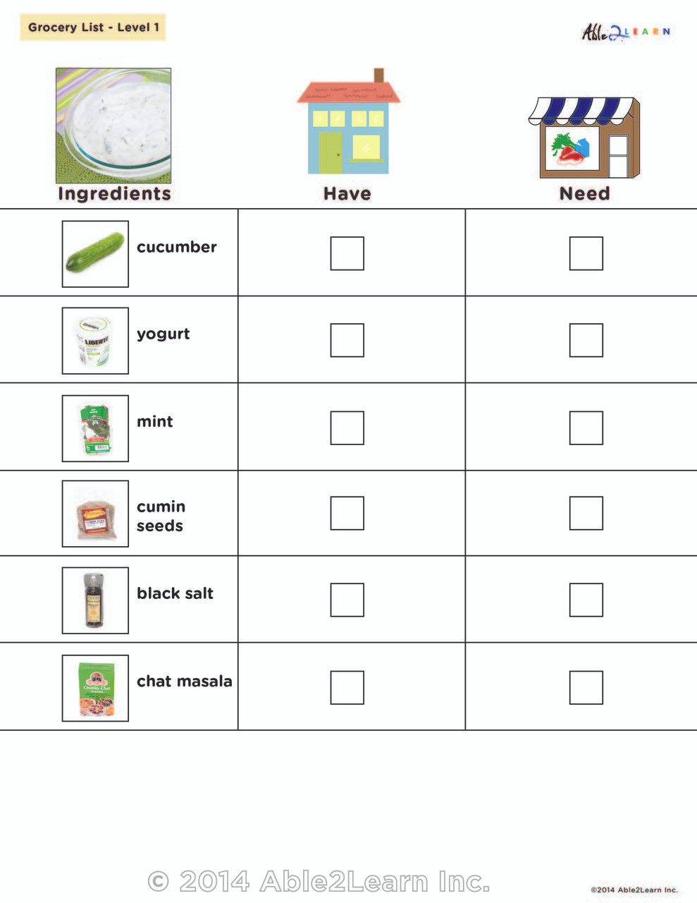 Indian Yogurt Visual Recipe And Comprehension Sheets: Visual Recipe