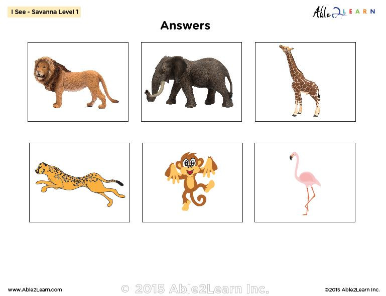 I SEE Savannah Animals Habitat: 3 Levels: Matching, Guided Printing ...