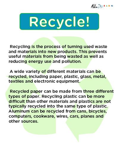 Recycling Poster: Free Teaching Resources