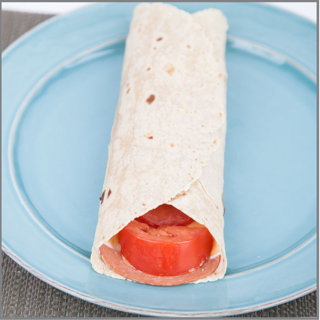 Lunch Meat Tomato and Cheese Wrap Visual Recipe