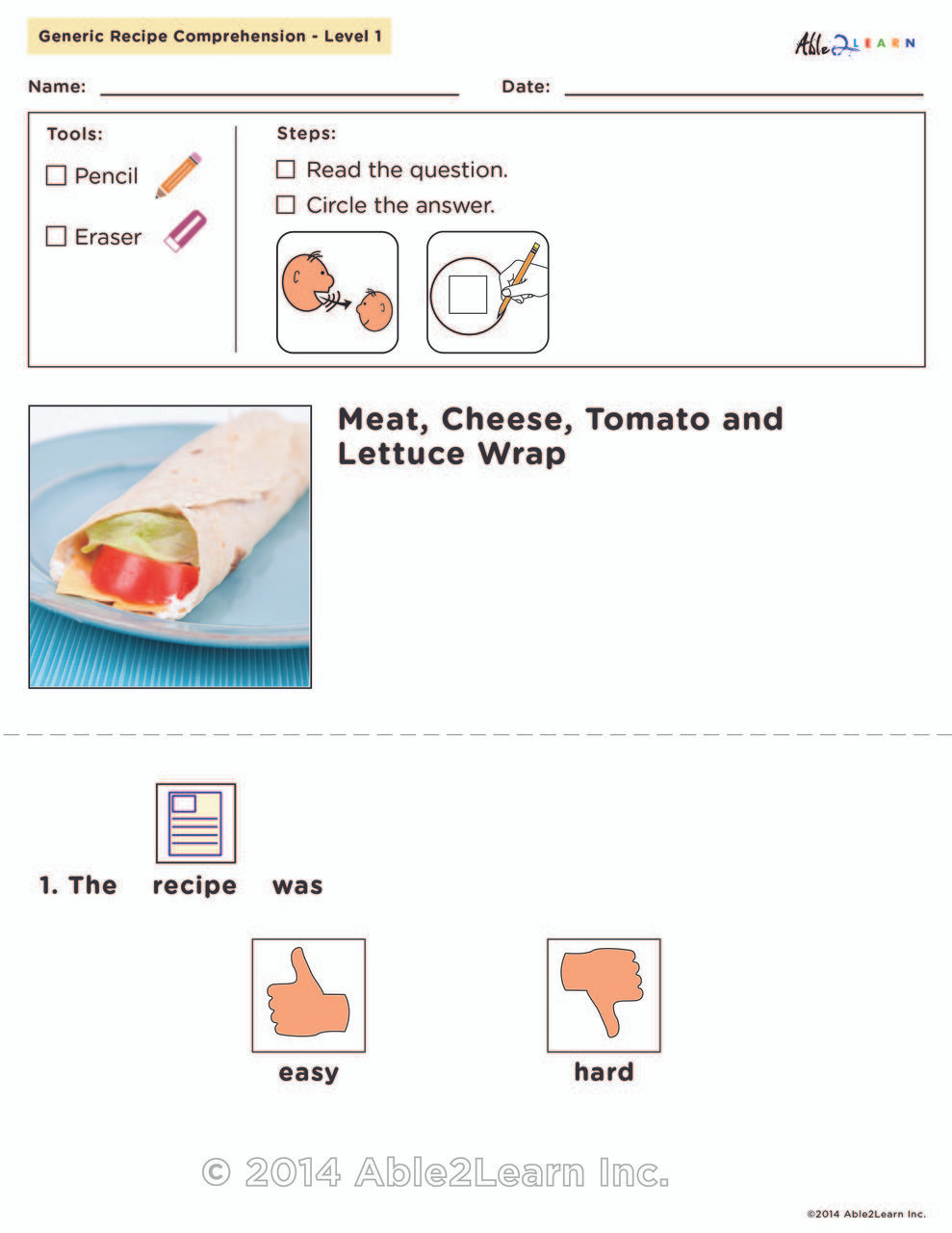 Free Meat, Cheese, Lettuce and Tomato Wrap Visual Recipe
