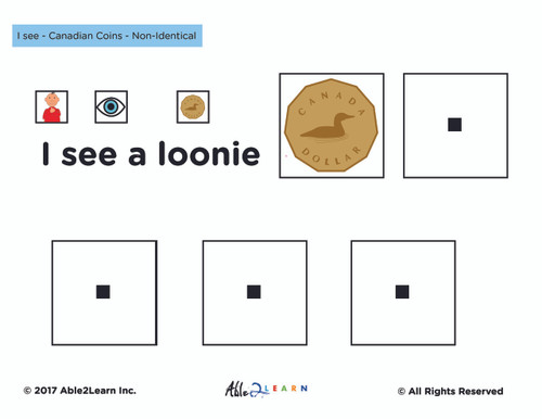 Canadian Coins Identical Matching: Free Math Adapted Book