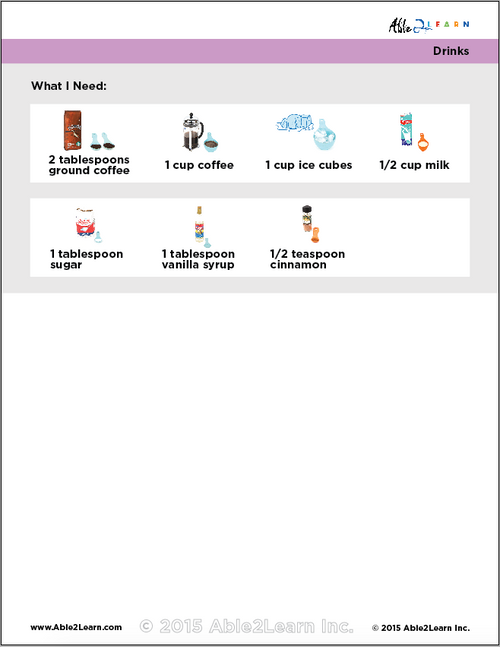 Vanilla Cinnamon Ice Coffee with Comprehension Sheets Step Visual ...