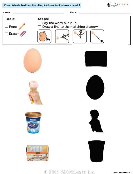 Visual Discrimination - Matching Pictures to Shadows - Dairy (Lv. 2A ...
