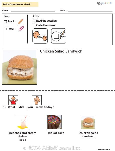 Chicken Salad Sandwich Texture Friendly Visual Recipe & Comprehension ...