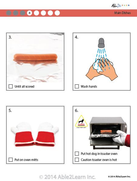Hotdog with Ketchup Toaster Oven Visual Recipe & Comprehension Sheets ...