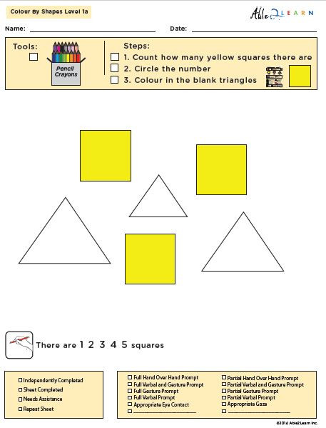 Colour By Shapes Workbook: Level 1: 51 Pages - Able2learn Inc.