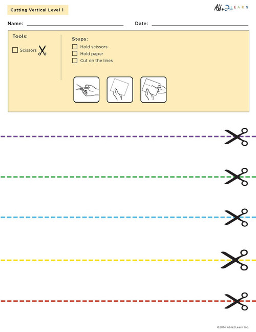 Cutting Zig Zag Horizontal Lines- 5 Pages - Able2learn Inc.