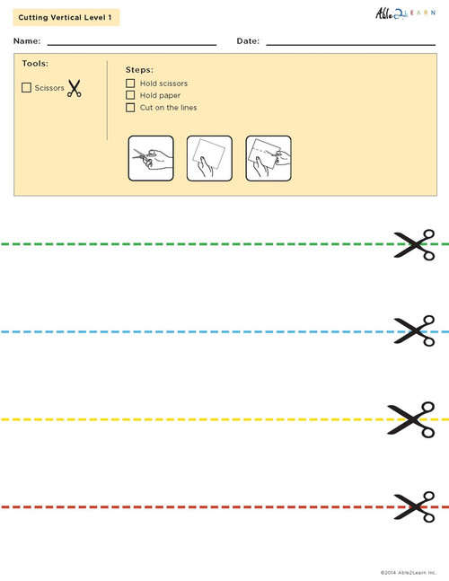 Cutting Zig Zag Horizontal Lines- 5 Pages - Able2learn Inc.