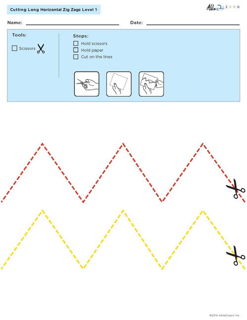 Cutting Ling Zig Zag Horizontal Lines - 5 Pages - Able2learn Inc.