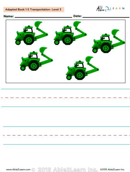 Transportation Printing Book: Counting 1-5: Free Teaching Resources