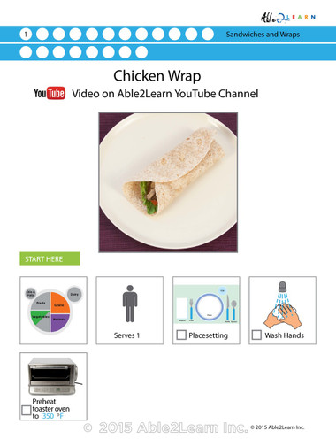 Chicken Wrap Visual Recipe And Comprehension Sheets: Children cooking