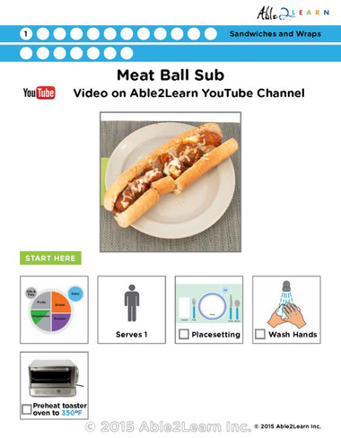 Meatball Submarine Sandwich Visual Recipe: Cooking Curriculum