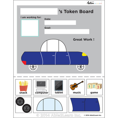 Car Visual Token Board: ABA Resources