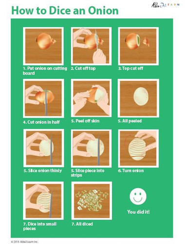 Illustrated Cooking Skills - How to Dice Onions - Able2learn Inc.