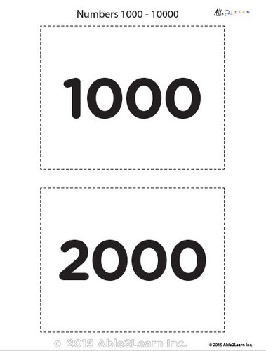 Counting by 1000's from 1000 - 10000 Flash Cards - Able2learn Inc.