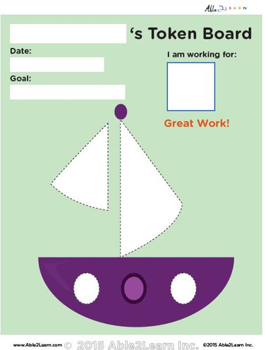Token Board - Sail Boat - 4 Tokens - Able2learn Inc.